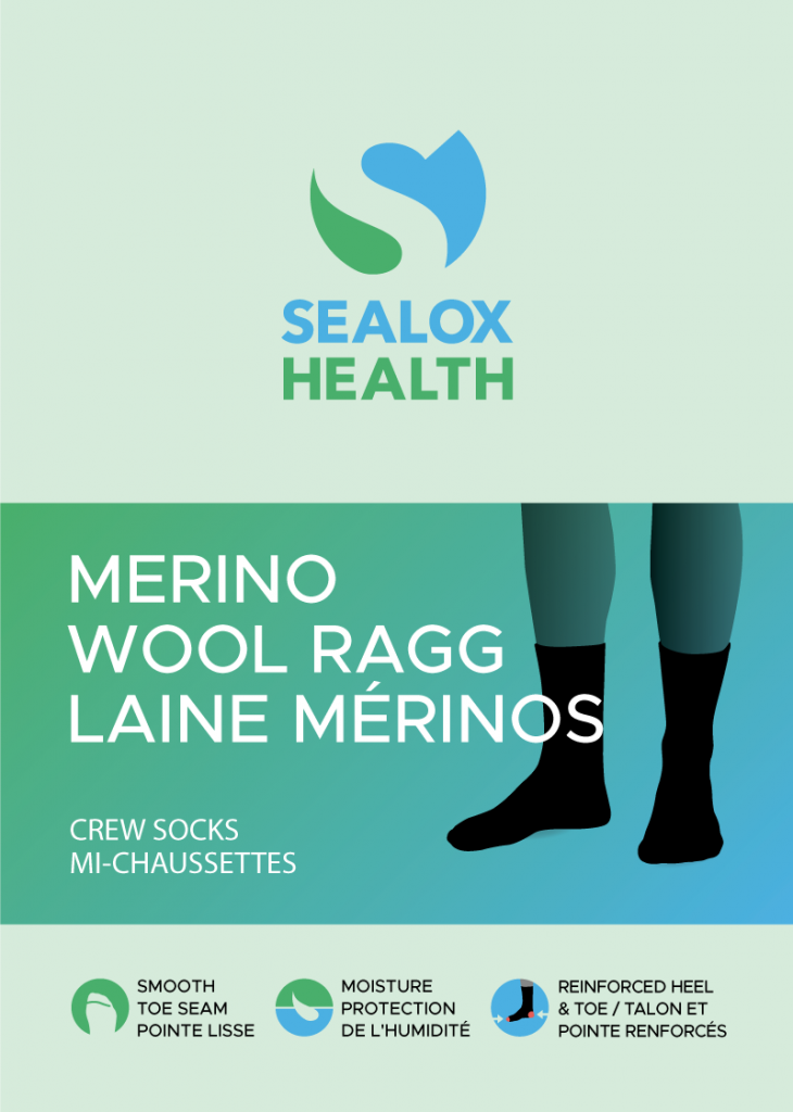 Merino Wool Ragg Crew Socks - 2 Pairs - Men - Sealox Health Premium ...